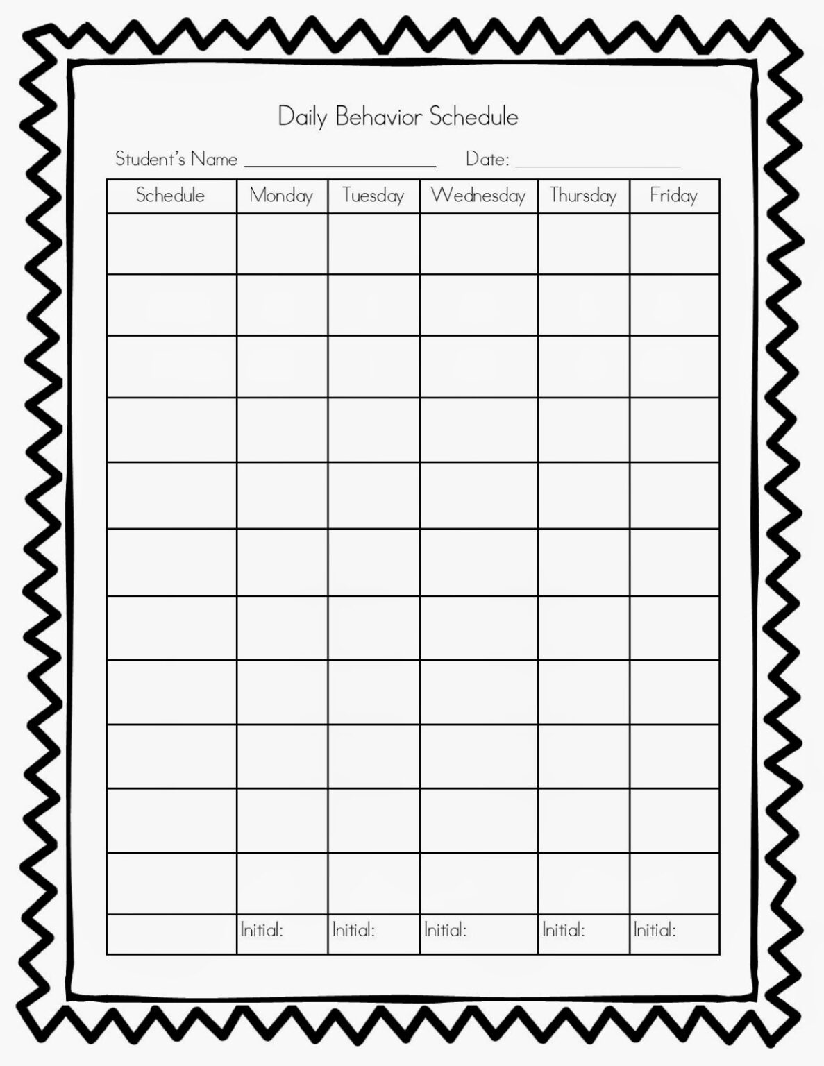 Free Printable Daily Behavior Charts For Teachers ... Free Printable Daily Behavior Charts For Teachers ...